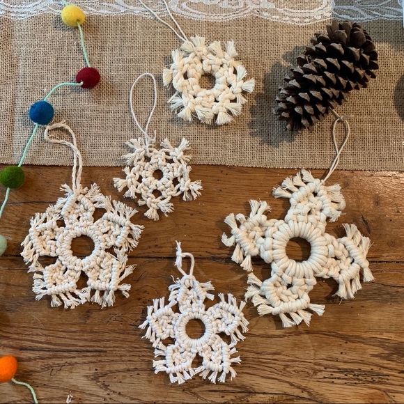 Handmade | Holiday | Macrame Snowflake Ornament Set Of 3 | Poshmark